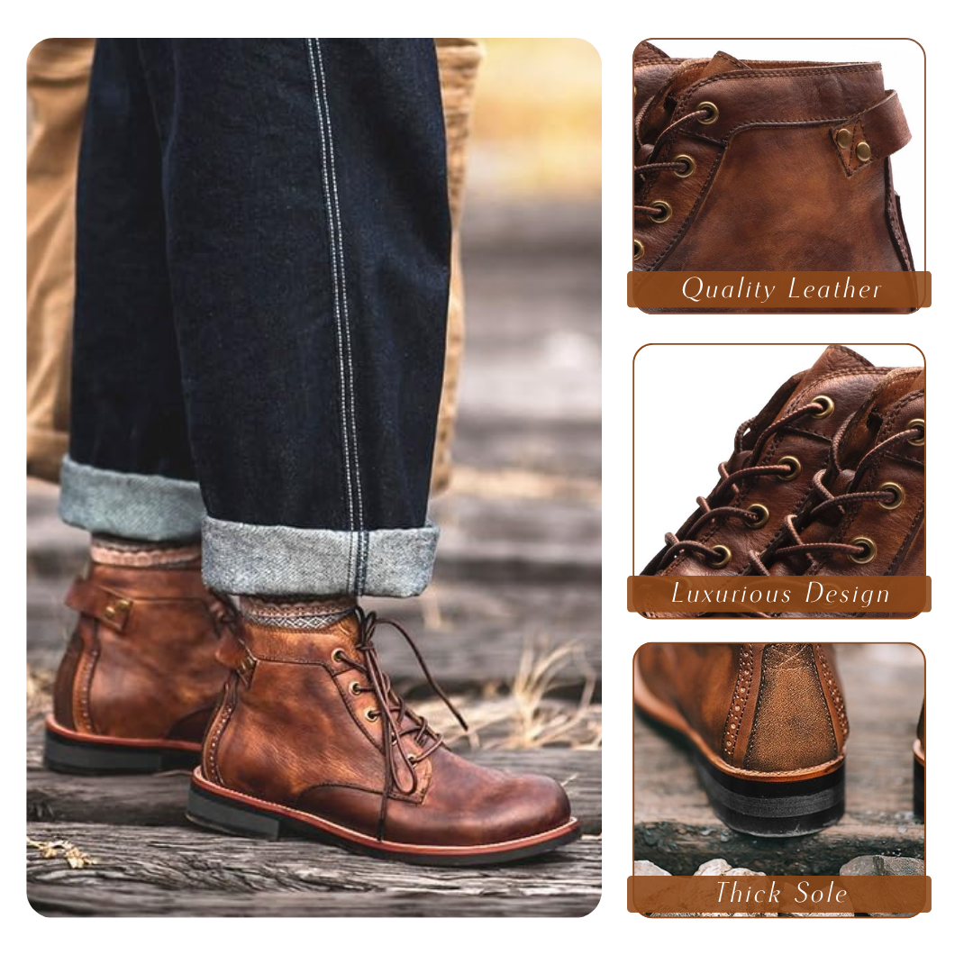 Mark | Classic retro leather boots for men – Tanner Shoes CA